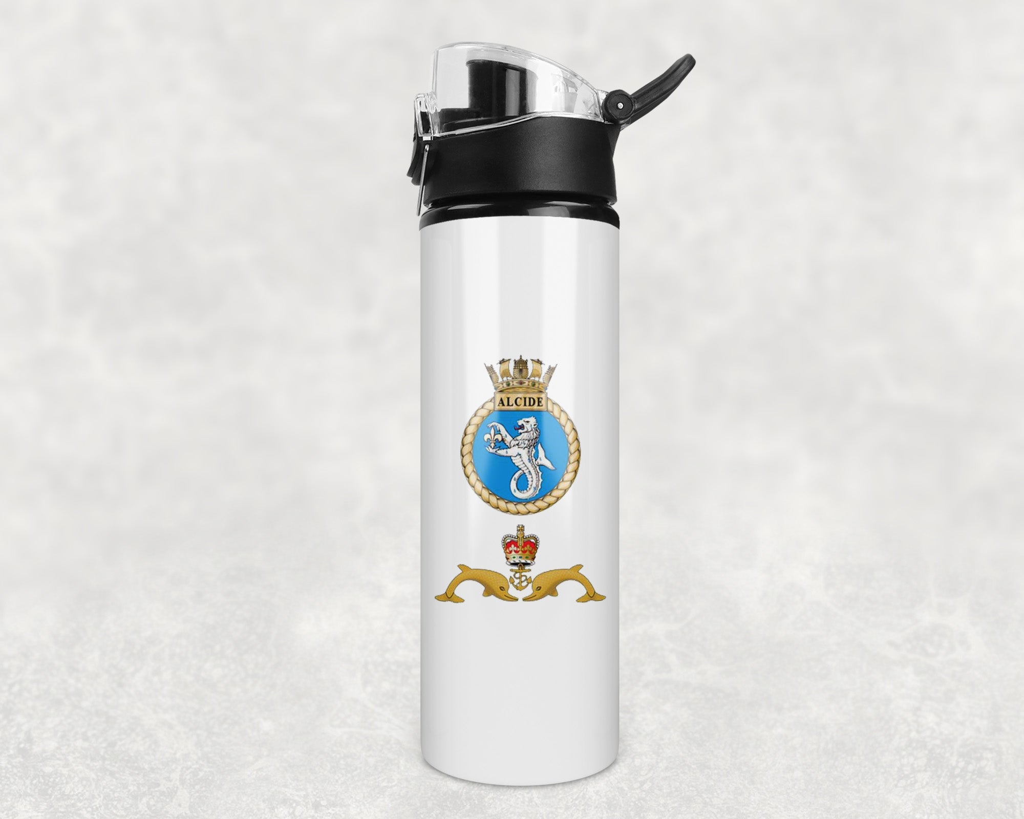 HMS Alcide - Flip Top Water Bottle – The Crafty Black Dog