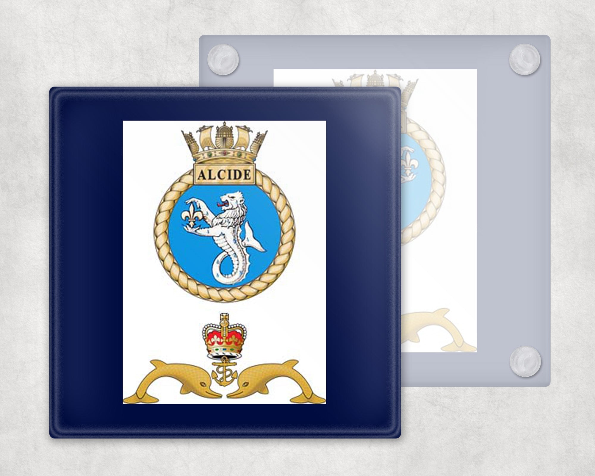HMS Alcide - Glass Coaster – The Crafty Black Dog