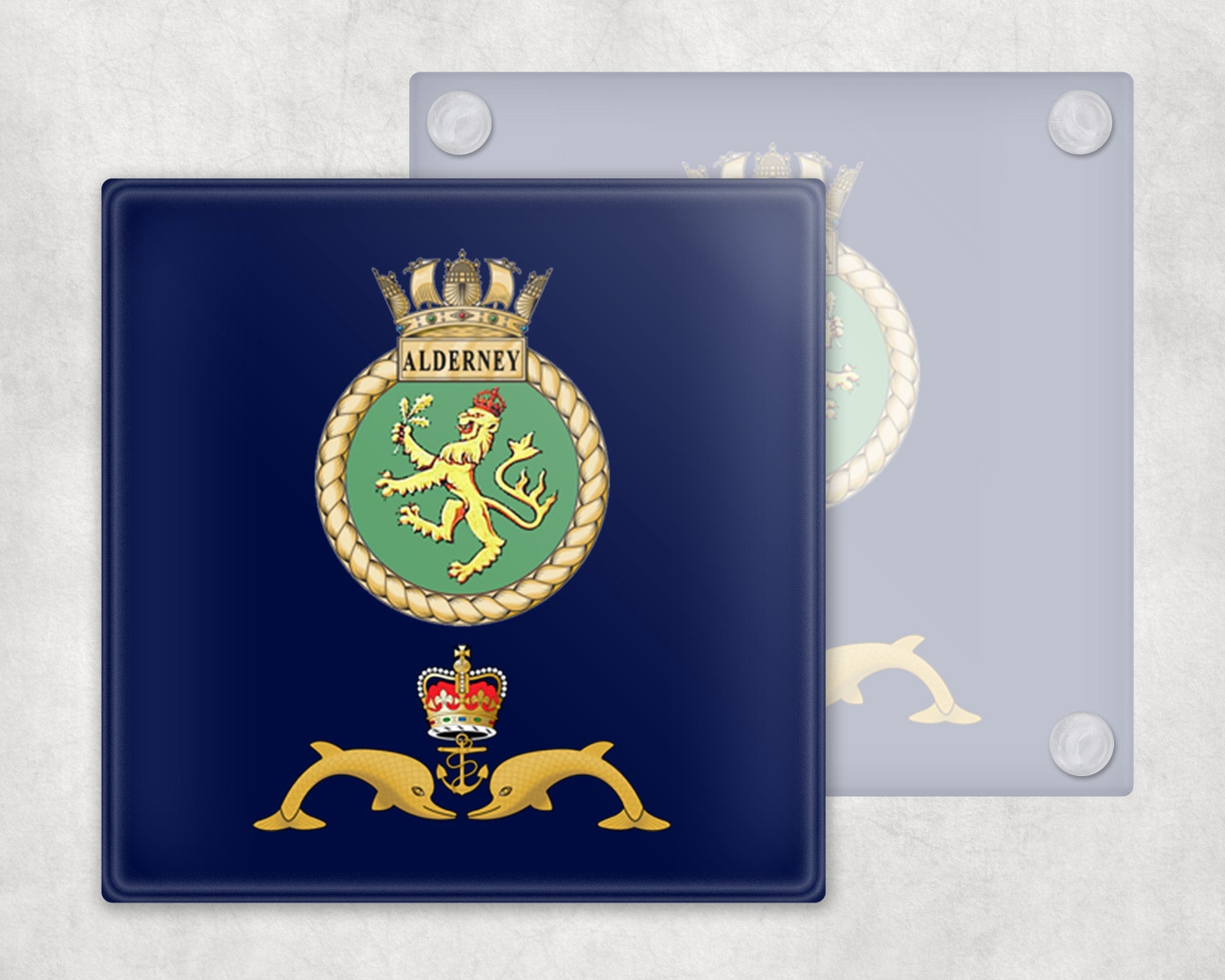 HMS Alderney - Glass Coaster – The Crafty Black Dog