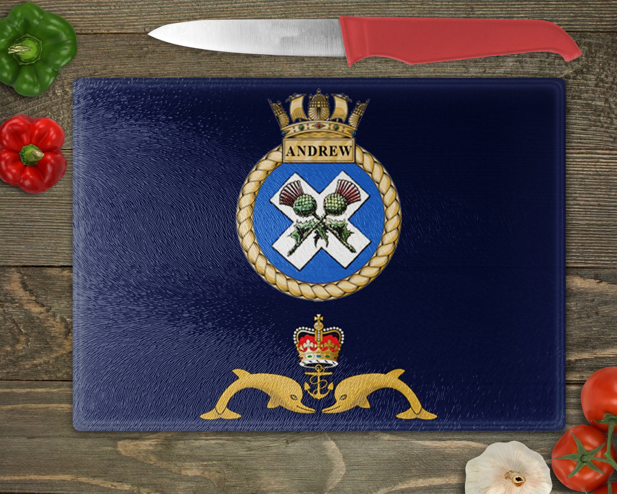 HMS Andrew - Cutting Board – The Crafty Black Dog