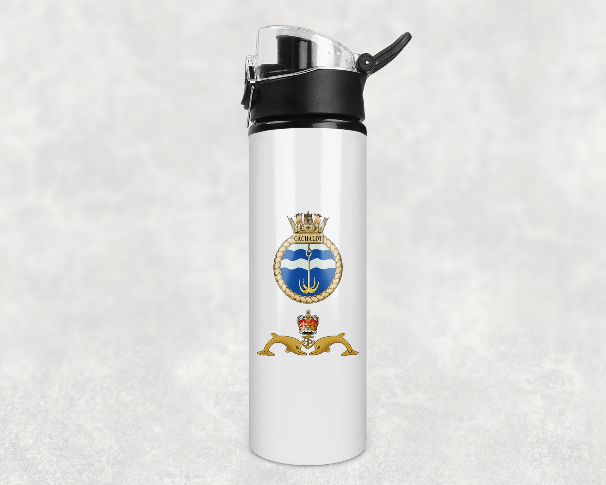 HMS Cachalot - Flip Top Water Bottle – The Crafty Black Dog