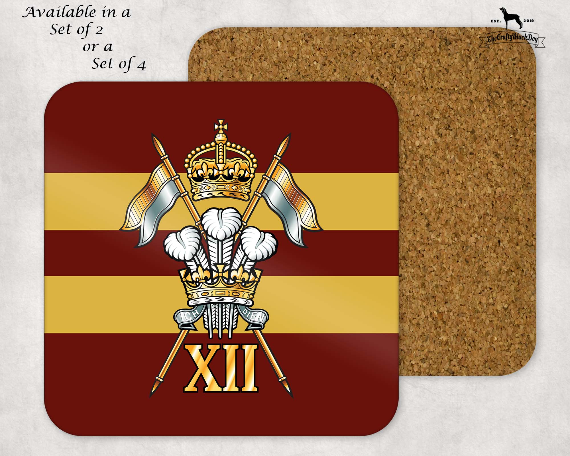 12th Royal Lancers - Coaster Set – The Crafty Black Dog