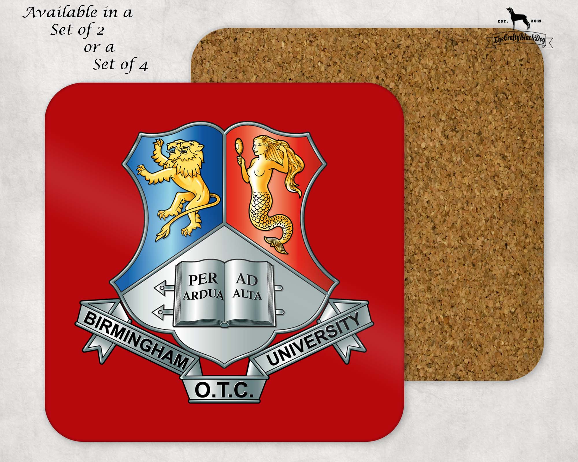 Birmingham University OTC - Coaster Set – The Crafty Black Dog