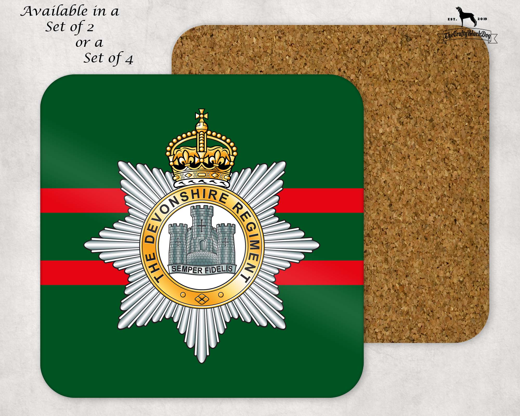 Devonshire Regiment - Coaster Set – The Crafty Black Dog