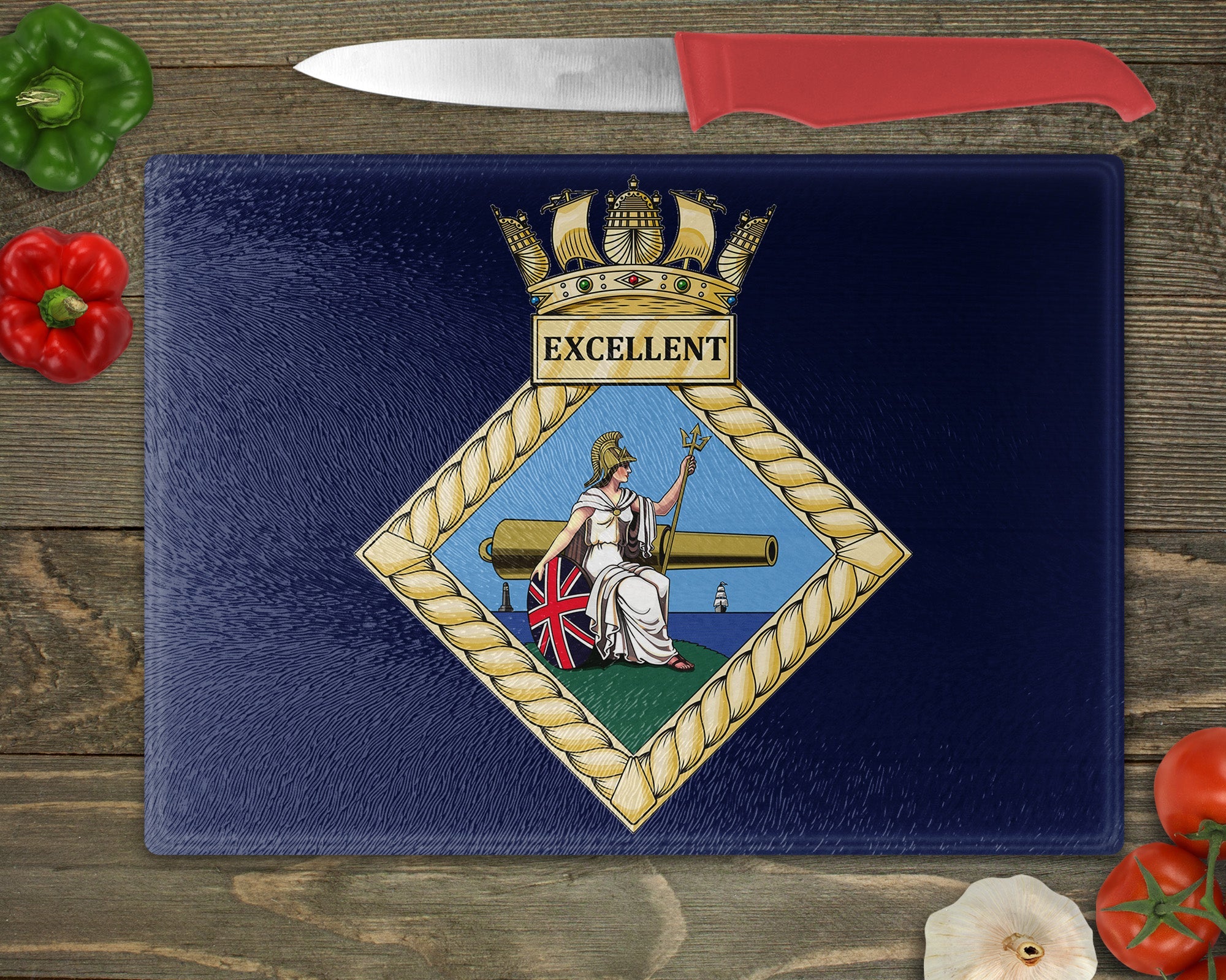 HMS Excellent - Cutting Board – The Crafty Black Dog