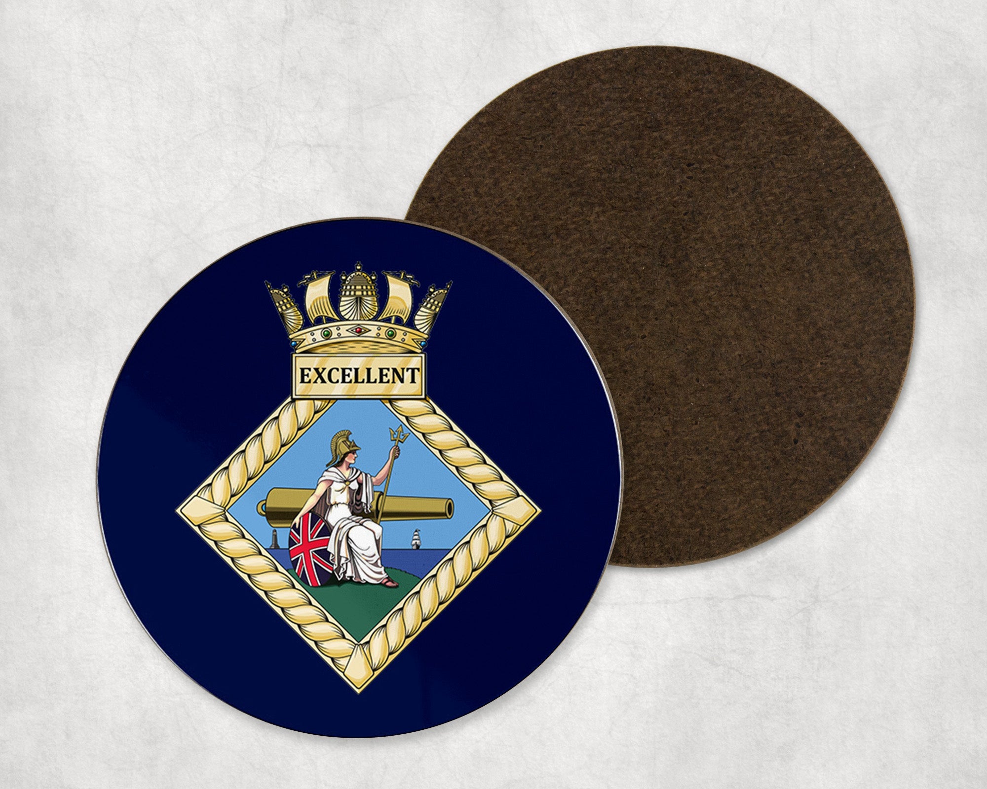 HMS Excellent - Round Coaster Set – The Crafty Black Dog