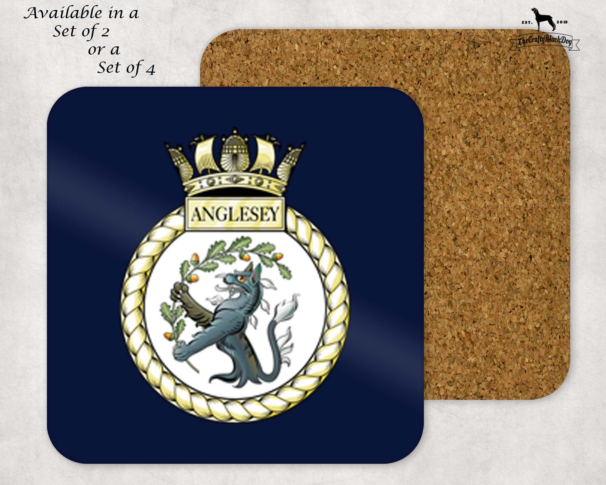 HMS Anglesey - Coaster Set – The Crafty Black Dog