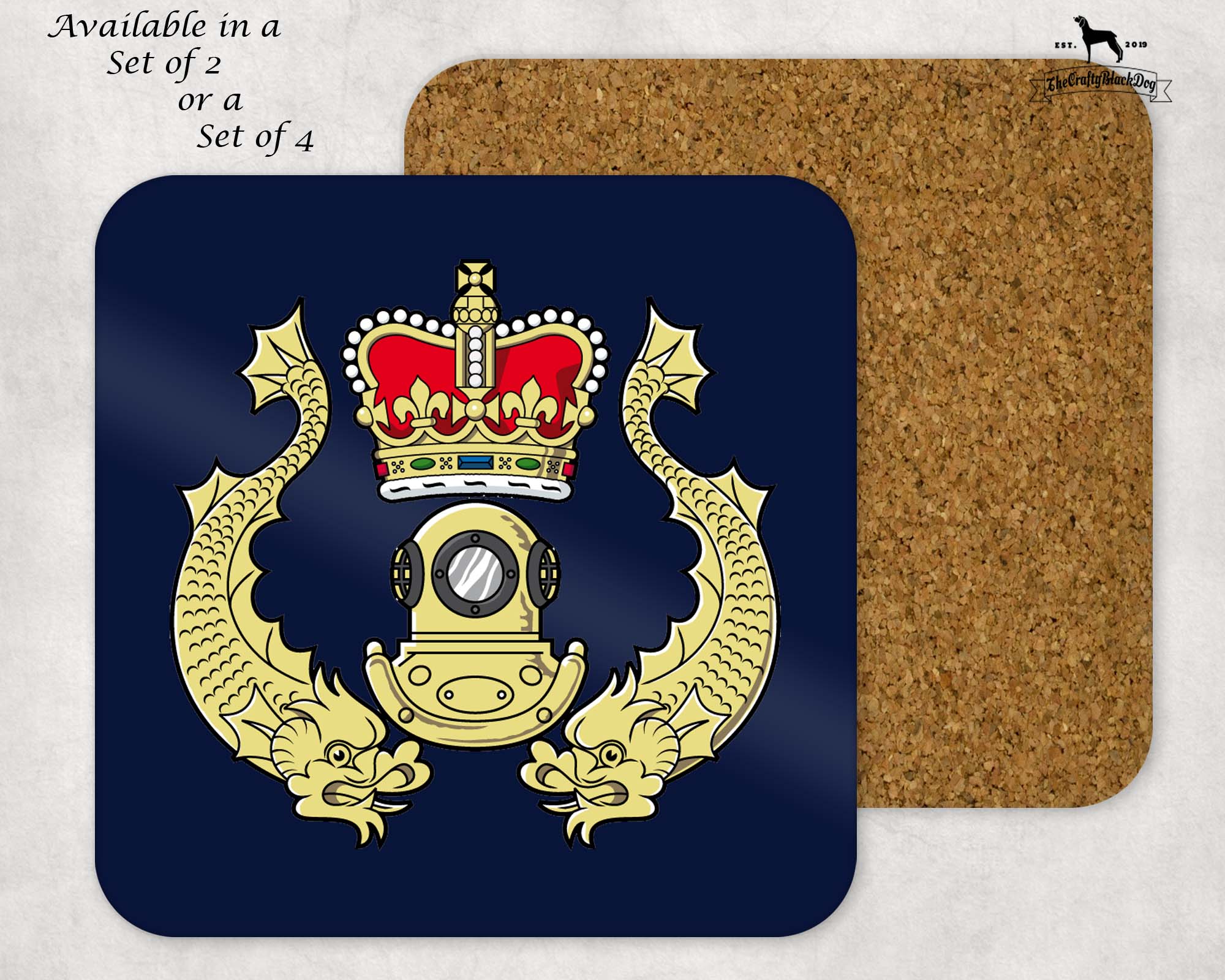 Royal Navy Diver - Coaster Set – The Crafty Black Dog