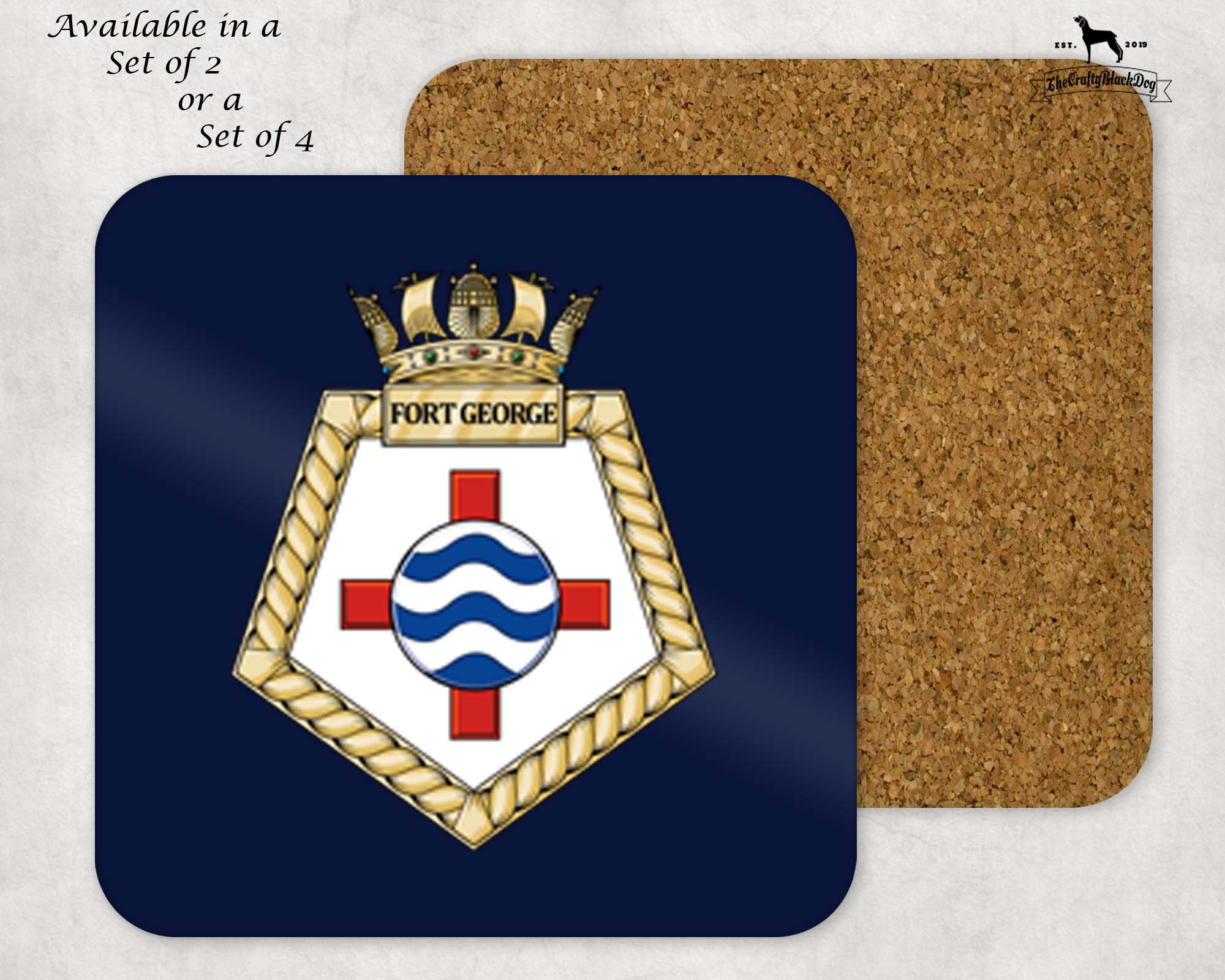 RFA Fort George - Coaster Set – The Crafty Black Dog