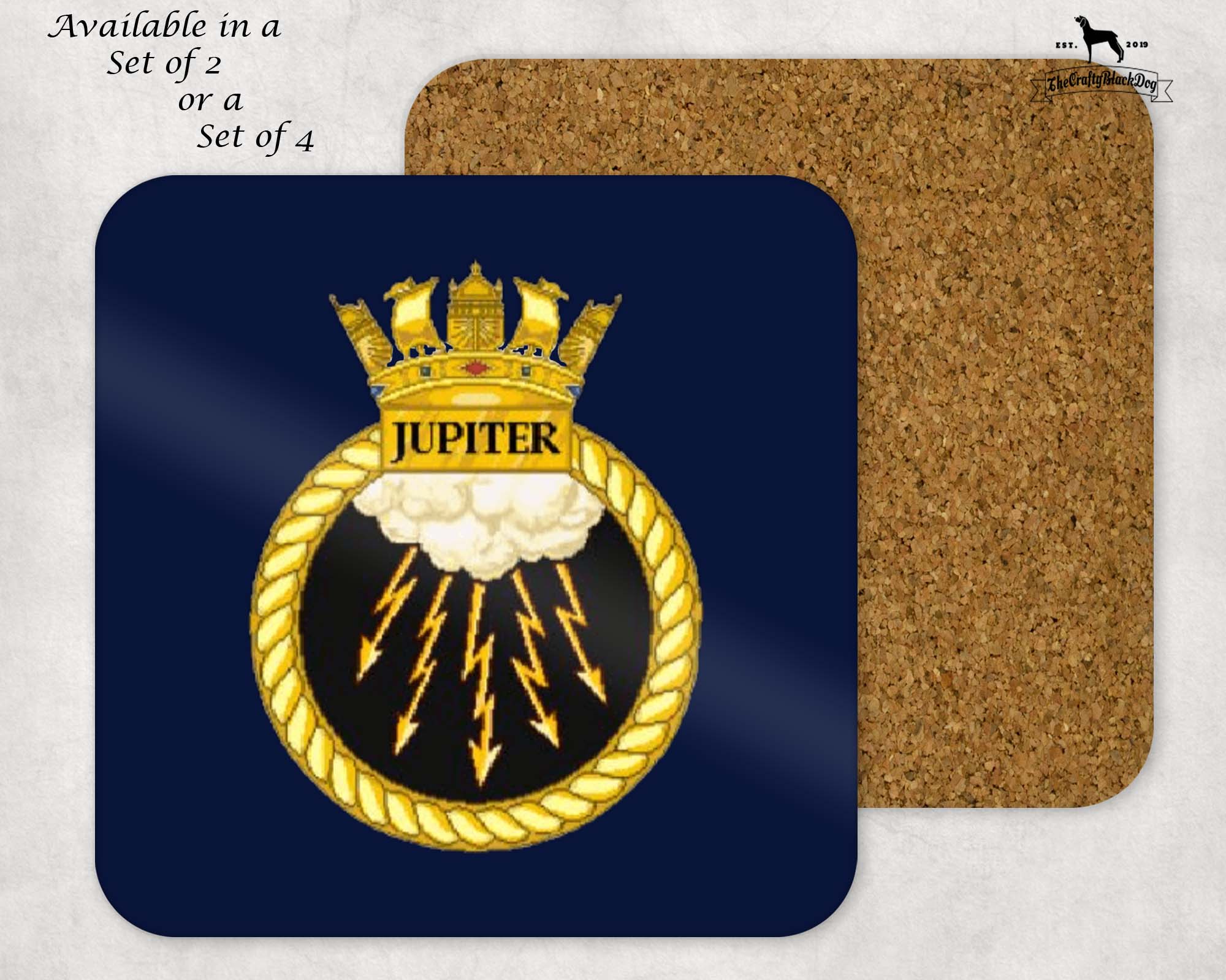 HMS Jupiter - Coaster Set – The Crafty Black Dog