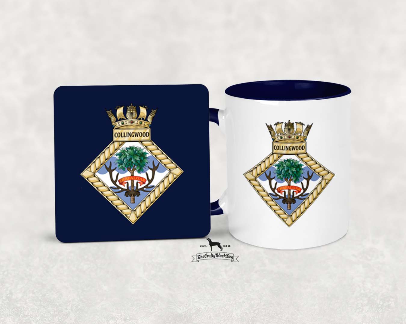 HMS Collingwood - MUG and COASTER SET – The Crafty Black Dog