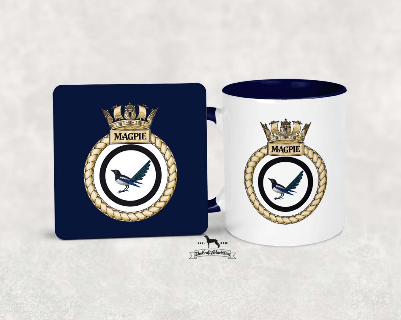 HMS Magpie - MUG and COASTER SET – The Crafty Black Dog