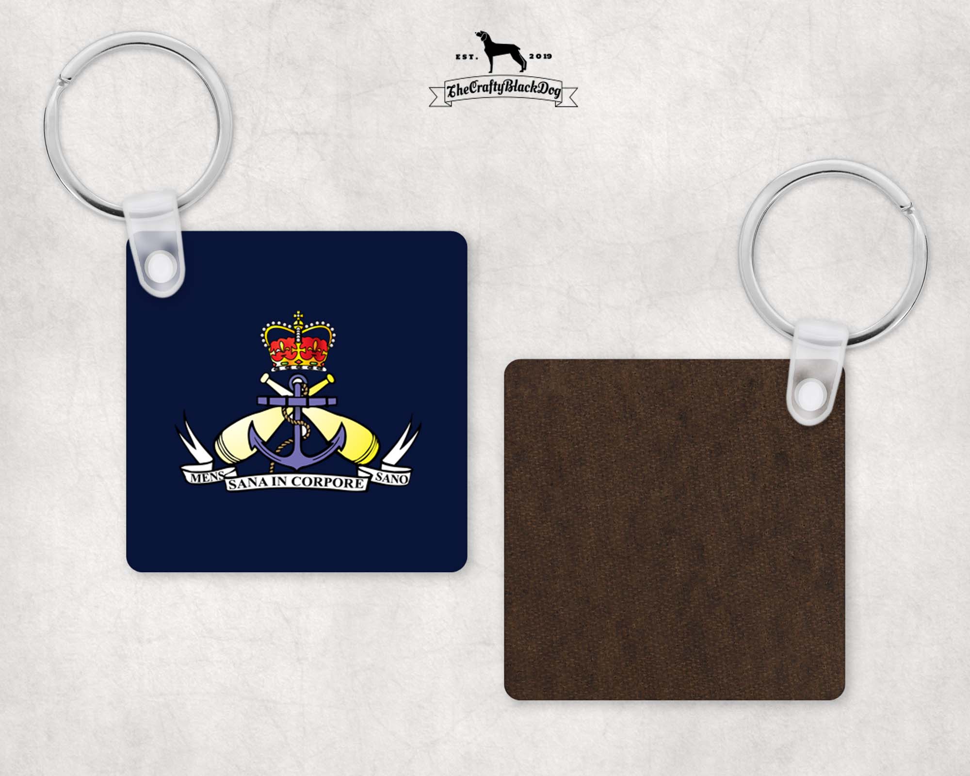 Royal Navy PTI (Club Swinger) - Square Key Ring – The Crafty Black Dog