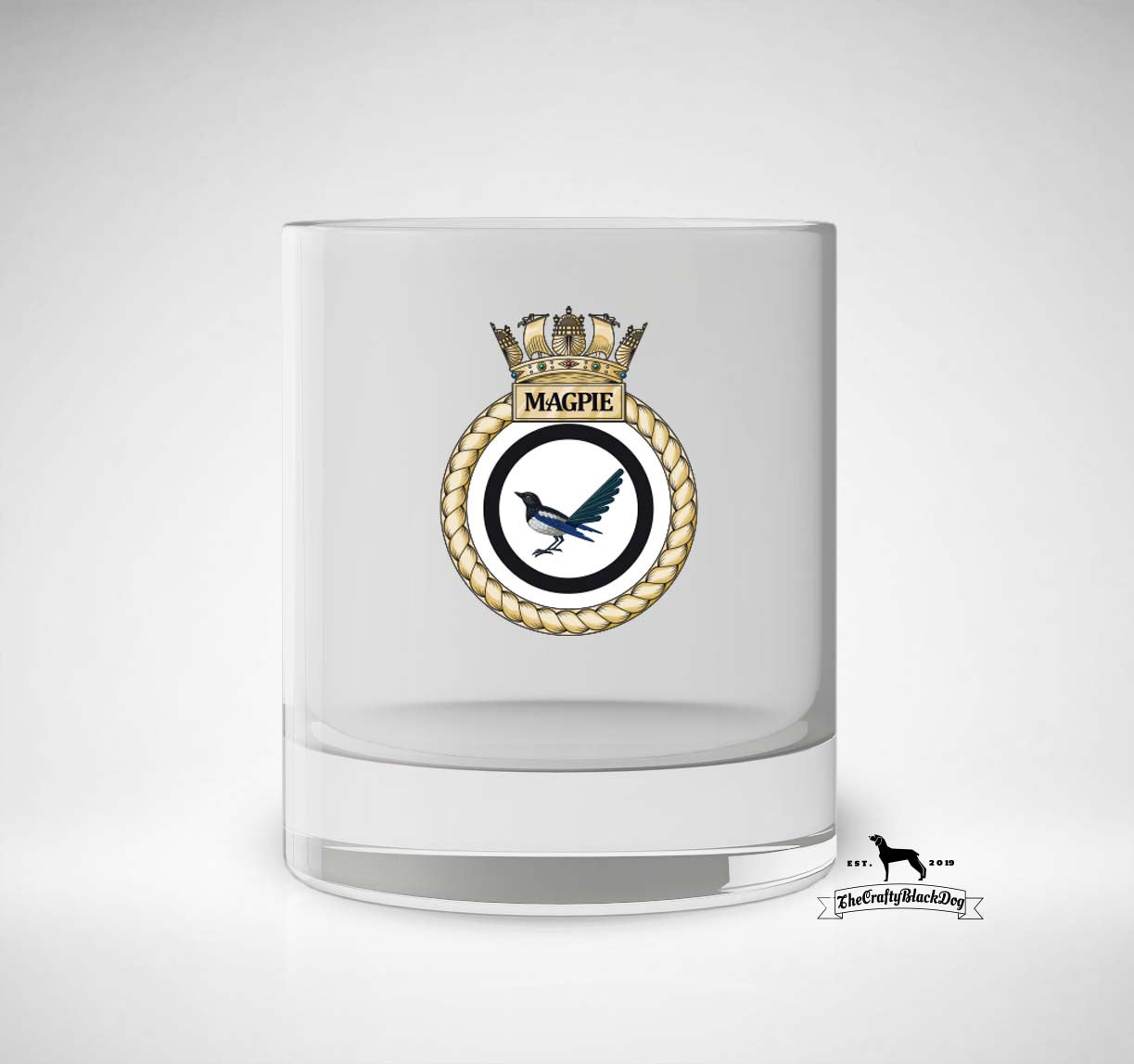 HMS Magpie - Whiskey/Spirit Glass – The Crafty Black Dog