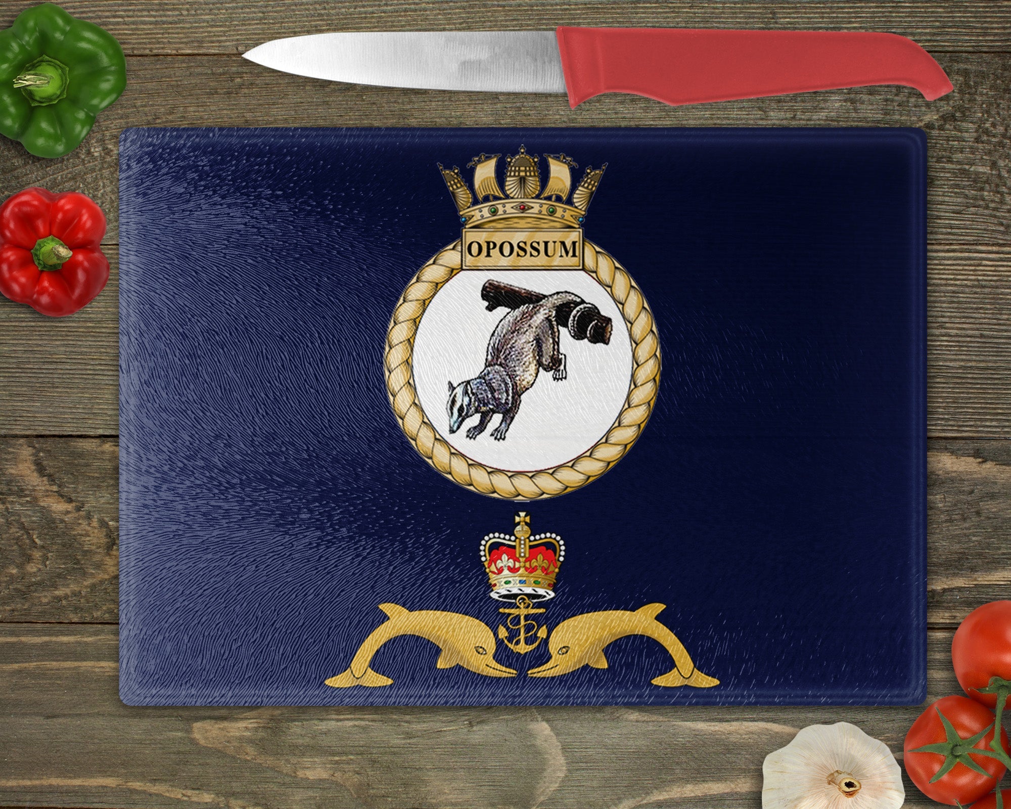 HMS Opossum - Cutting Board – The Crafty Black Dog