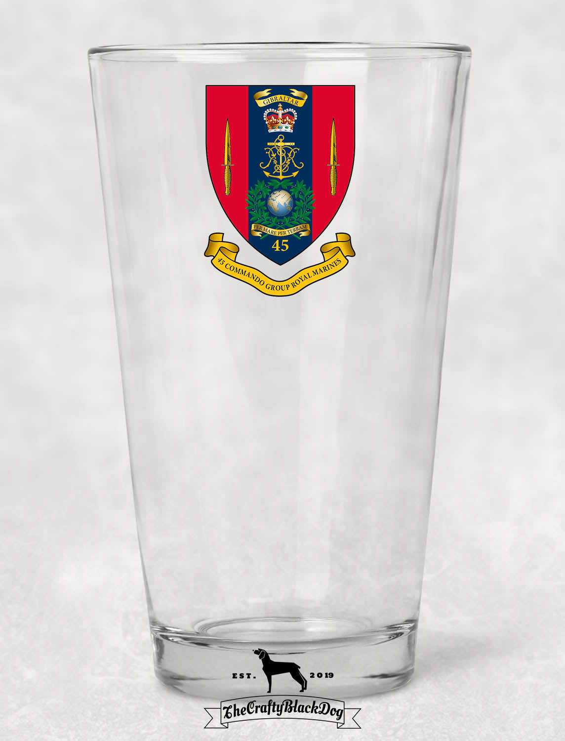 45 Commando RM - Pint Glass – The Crafty Black Dog