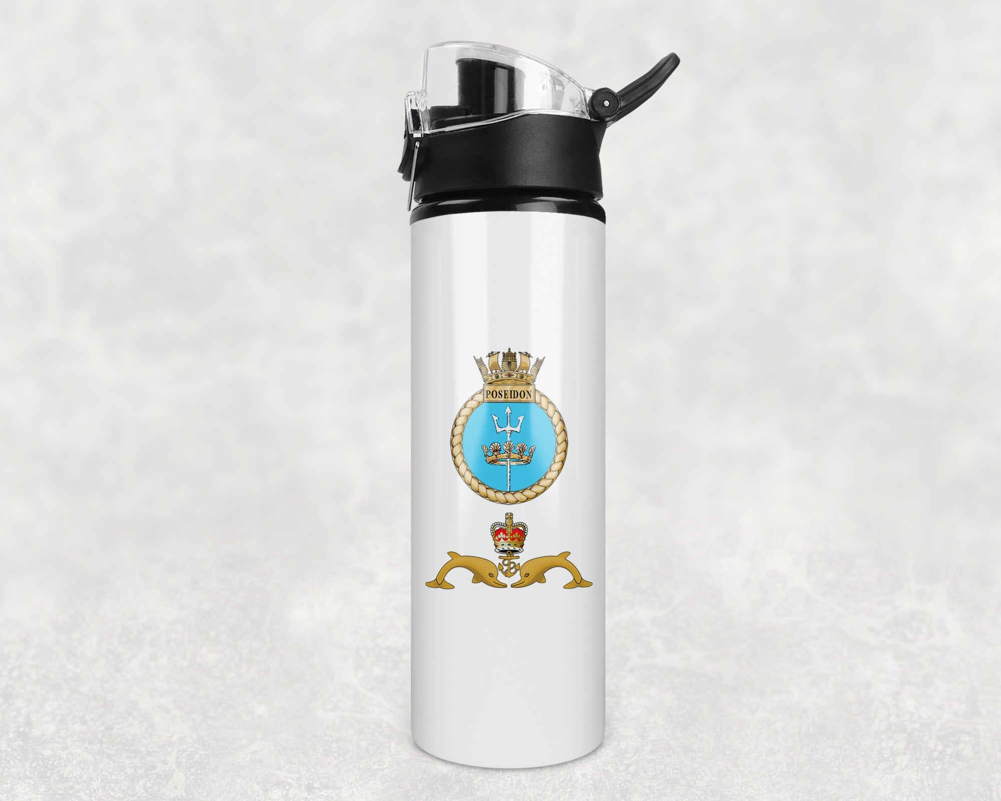 HMS Poseidon - Flip Top Water Bottle – The Crafty Black Dog