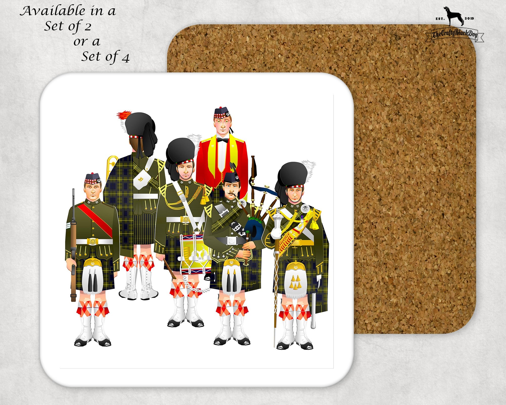 Gordon Highlanders - Uniform Coaster Set – The Crafty Black Dog