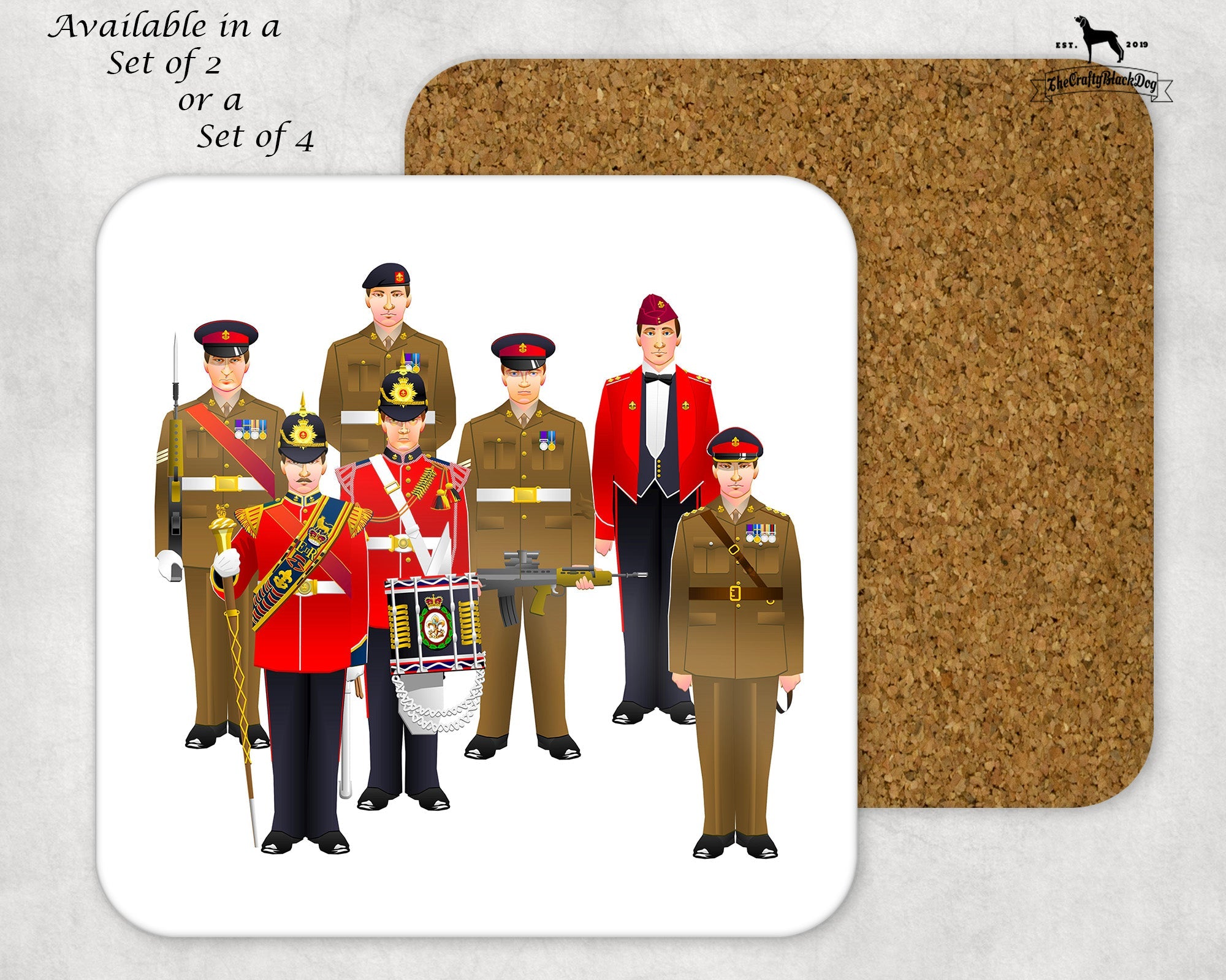 Kings Regiment - Uniform Coaster Set – The Crafty Black Dog
