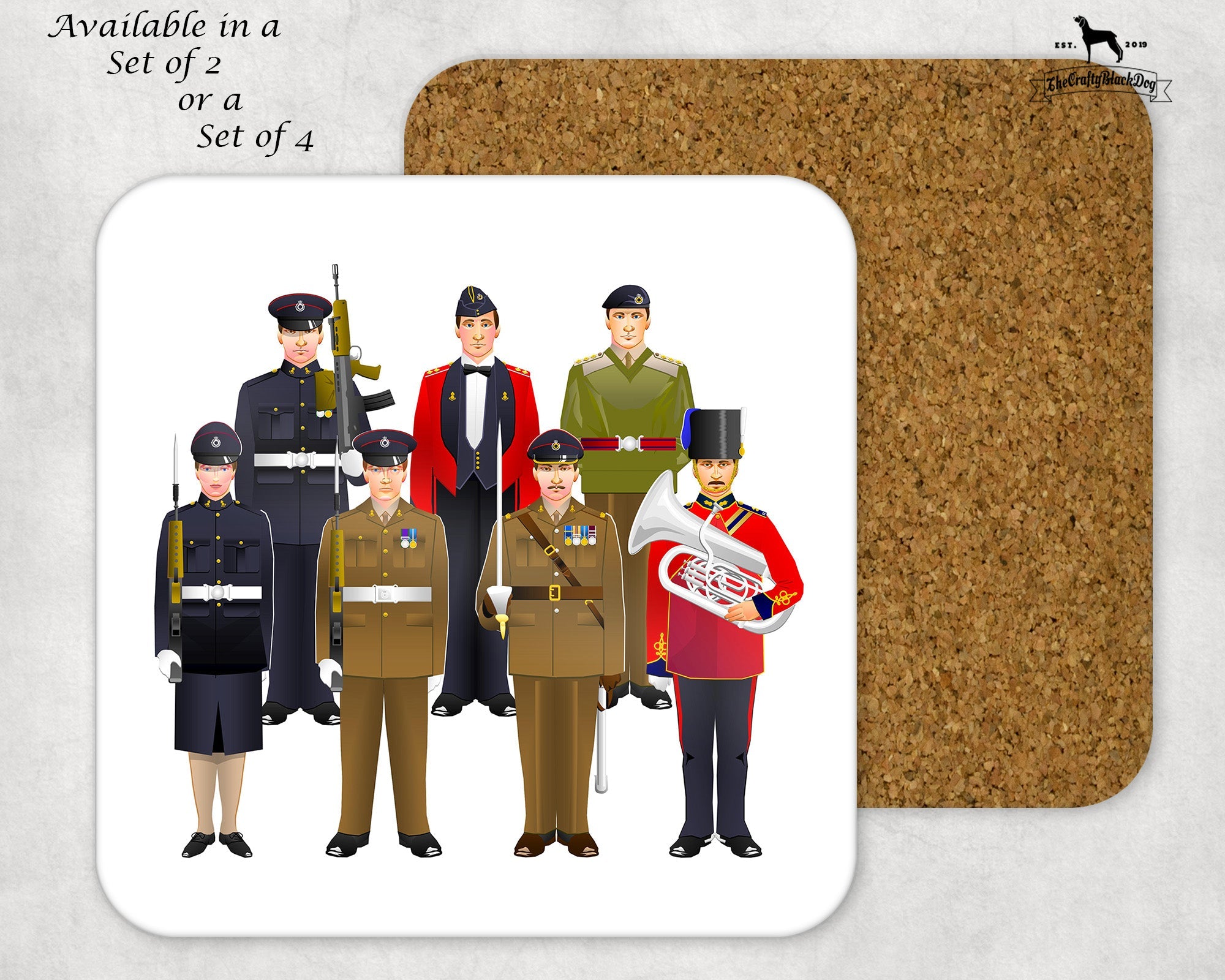 Royal Engineers - Uniform Coaster Set – The Crafty Black Dog