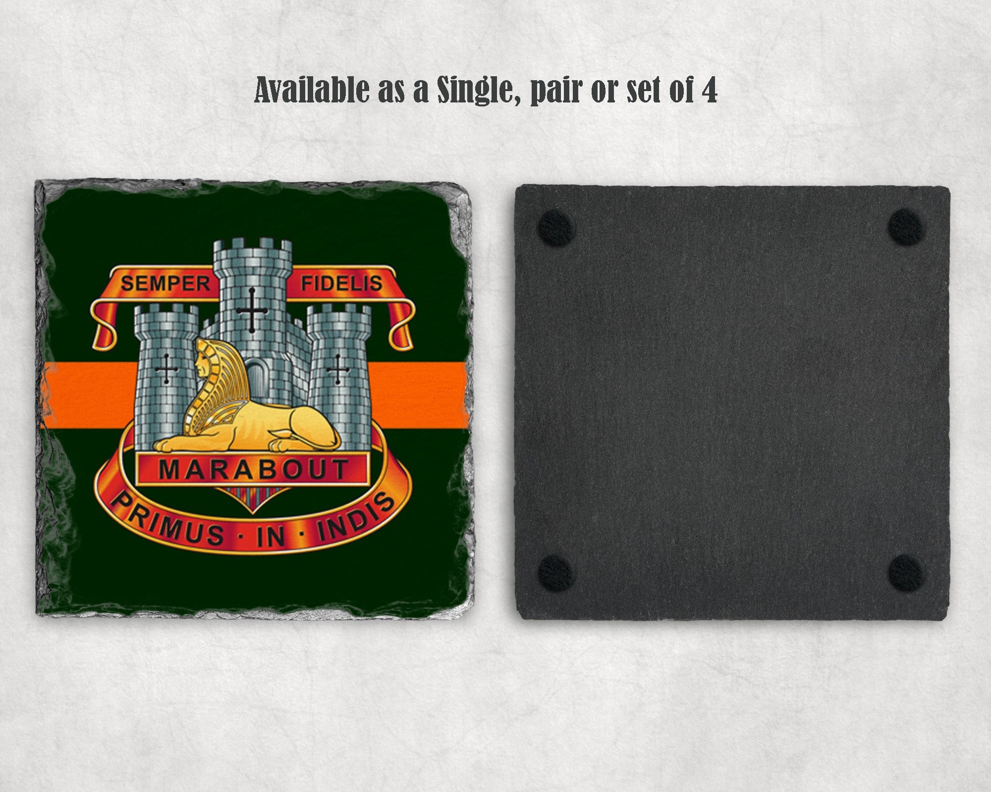 Devonshire & Dorset Regiment Crest - Slate Coaster – The Crafty Black Dog