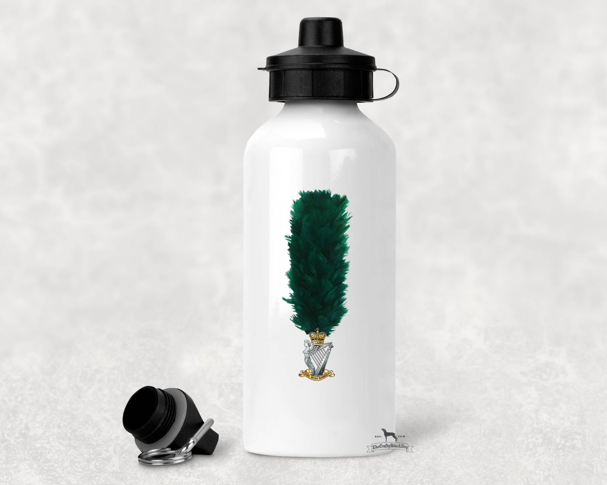 Royal Irish Rangers Hackle - Aluminium Water Bottle – The Crafty Black Dog