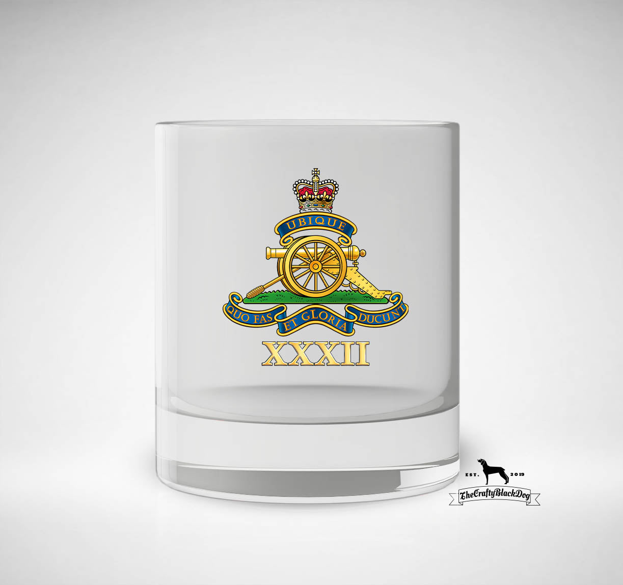 32 Regiment Royal Artillery - Whiskey/Spirit Glass – The Crafty Black Dog