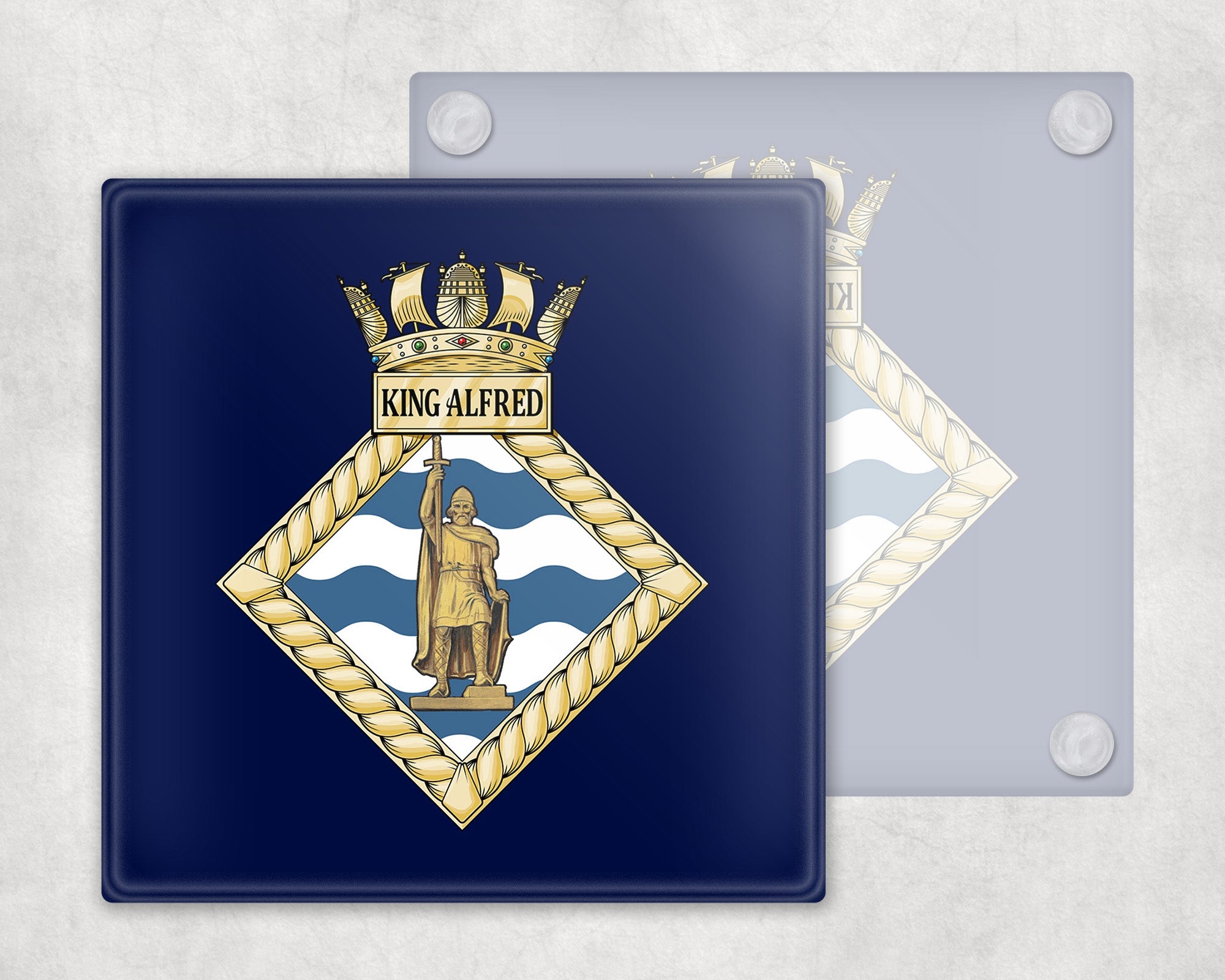 HMS King Alfred - Glass Coaster – The Crafty Black Dog