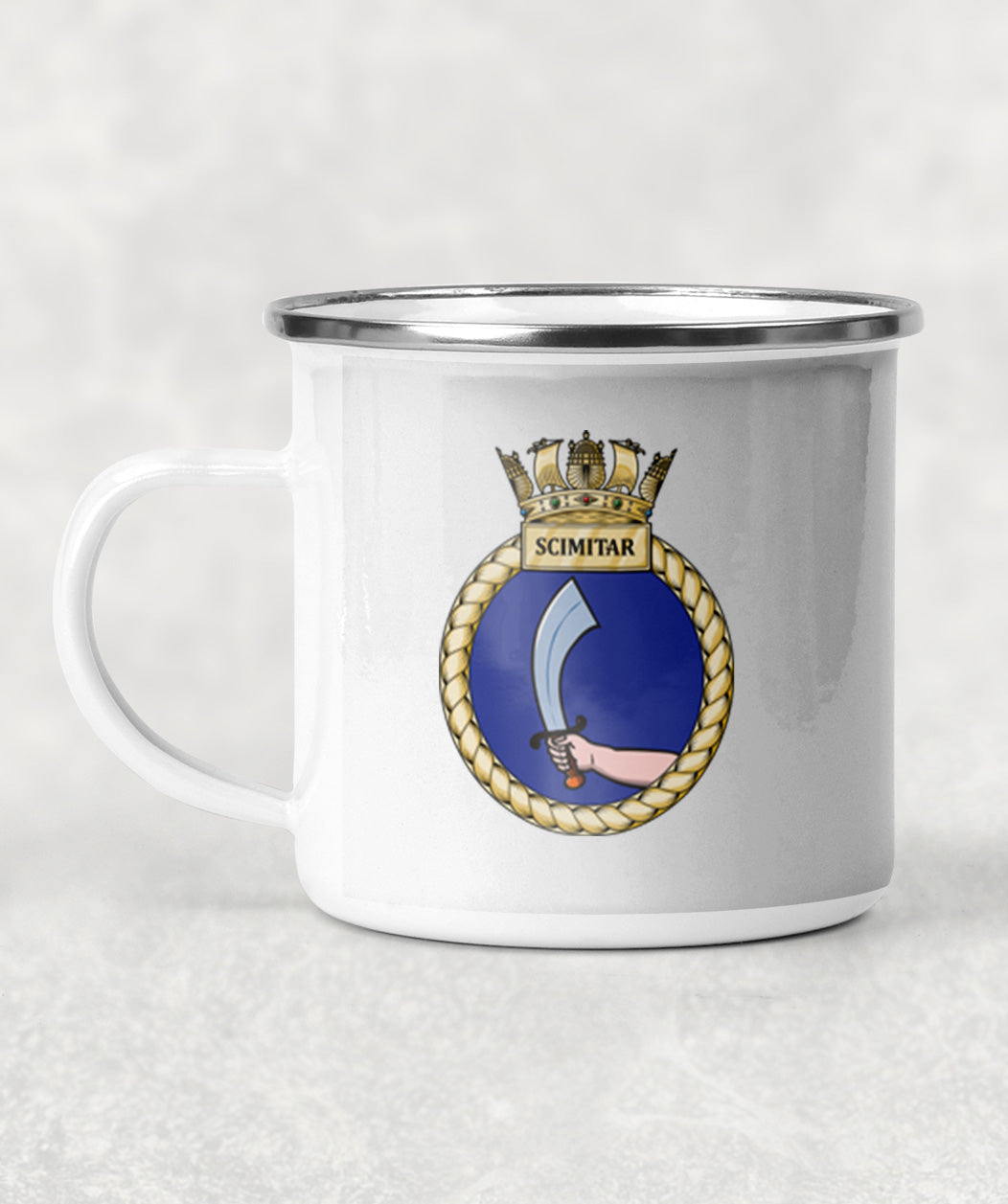 HMS Scimitar - Enamel Mug – The Crafty Black Dog