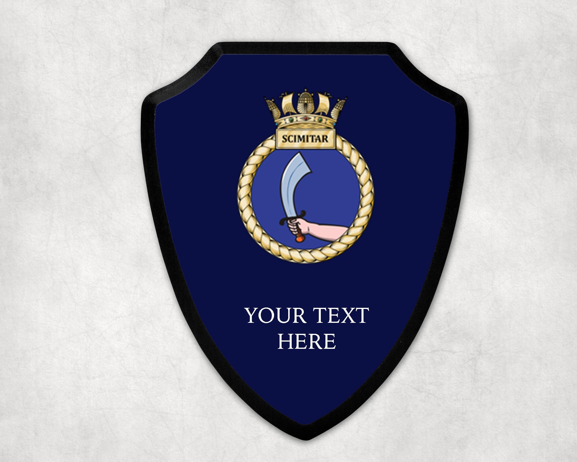 HMS Scimitar - Royal Navy Printed Wall Shield – The Crafty Black Dog