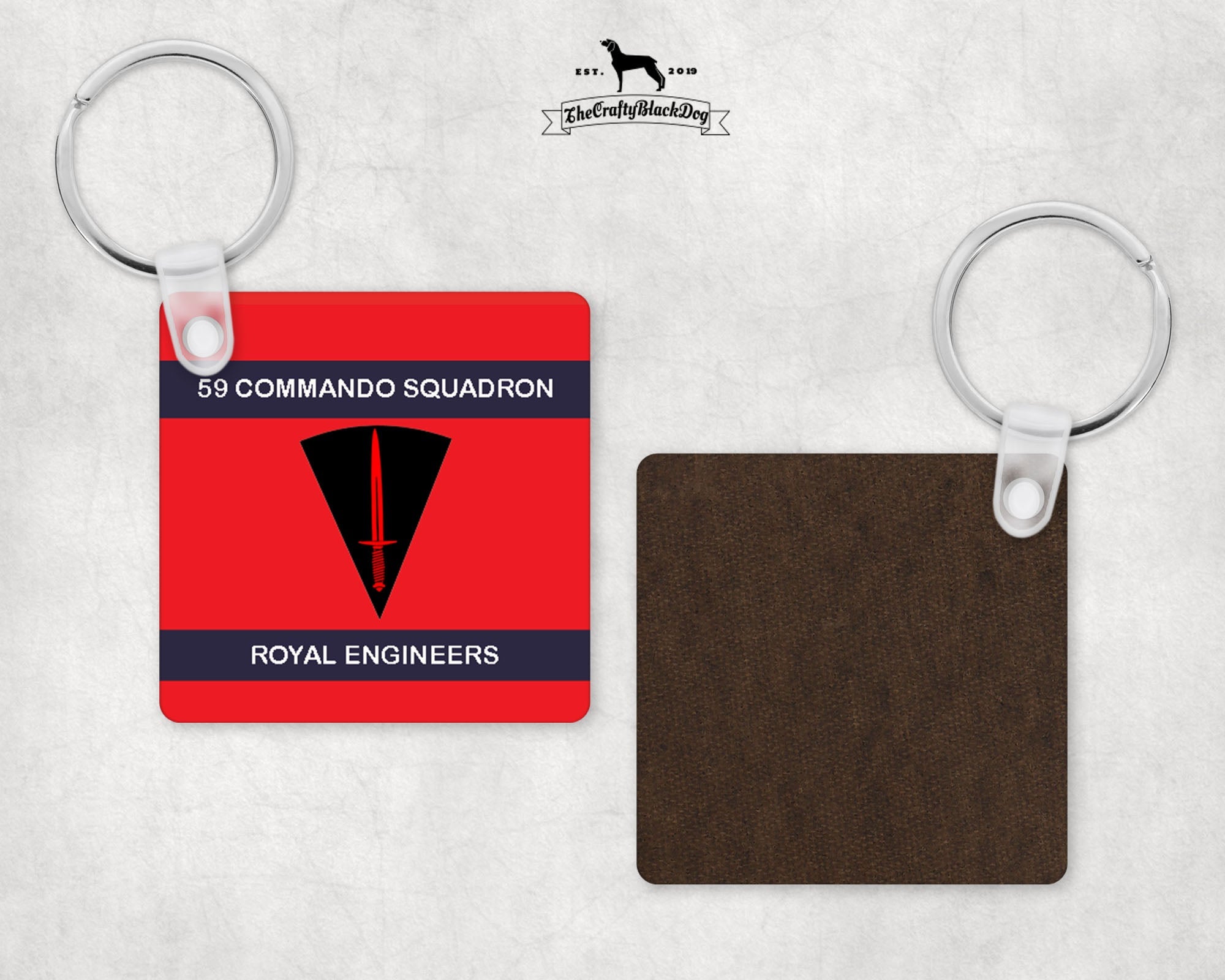 59 Commando RE - Square Keyring – The Crafty Black Dog
