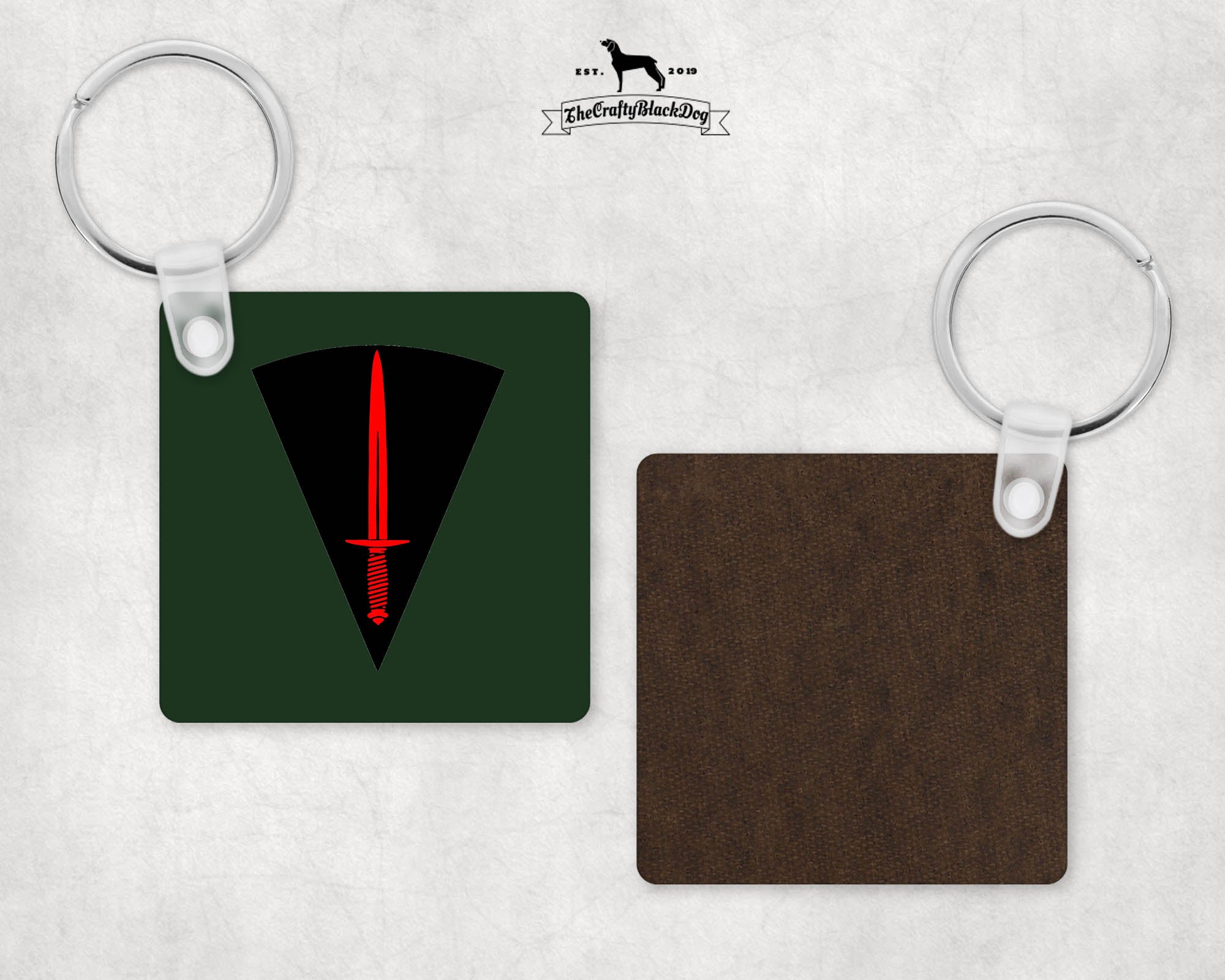 All Arms Commando - Square Keyring – The Crafty Black Dog