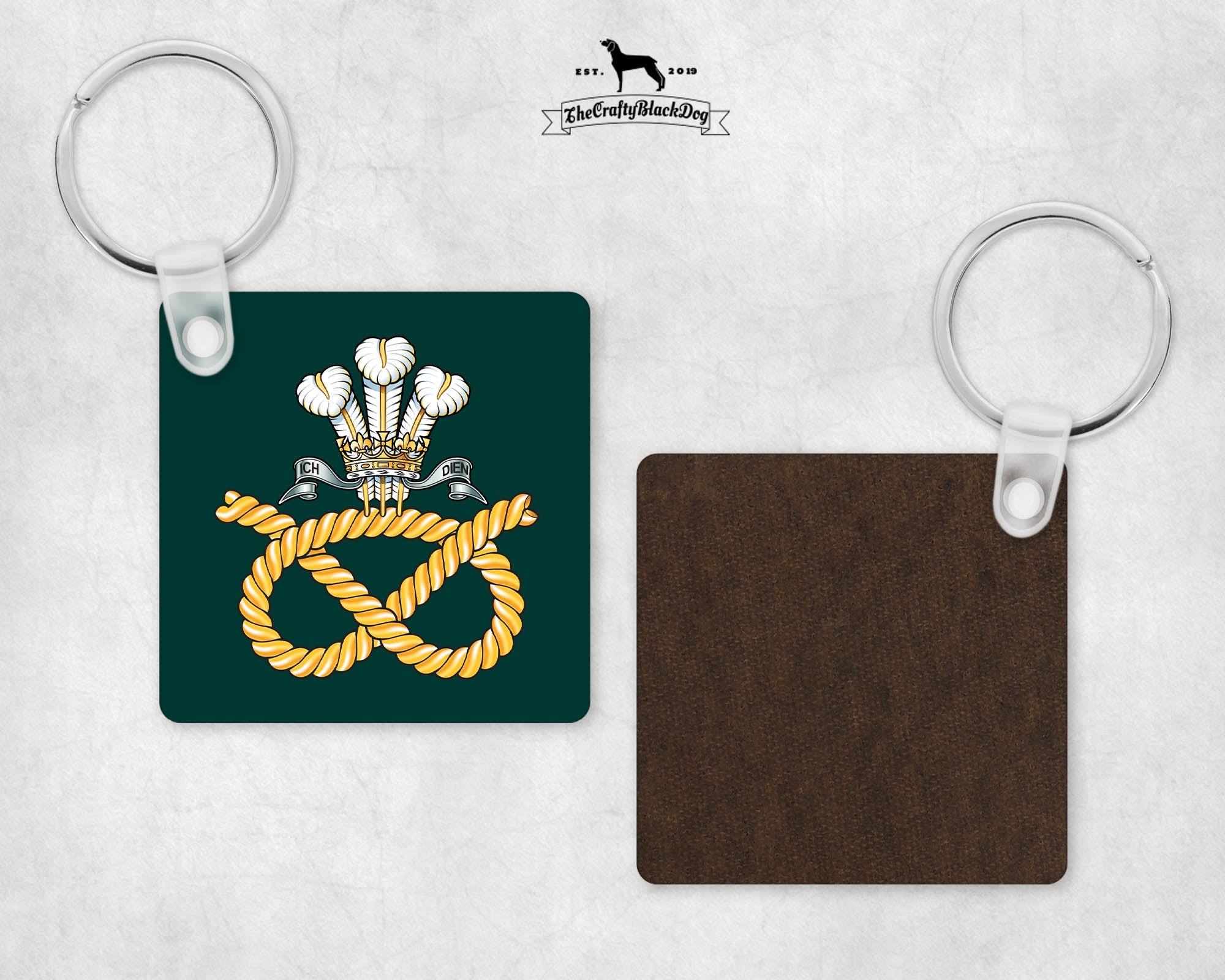 Staffordshire Regiment - Square Keyring – The Crafty Black Dog